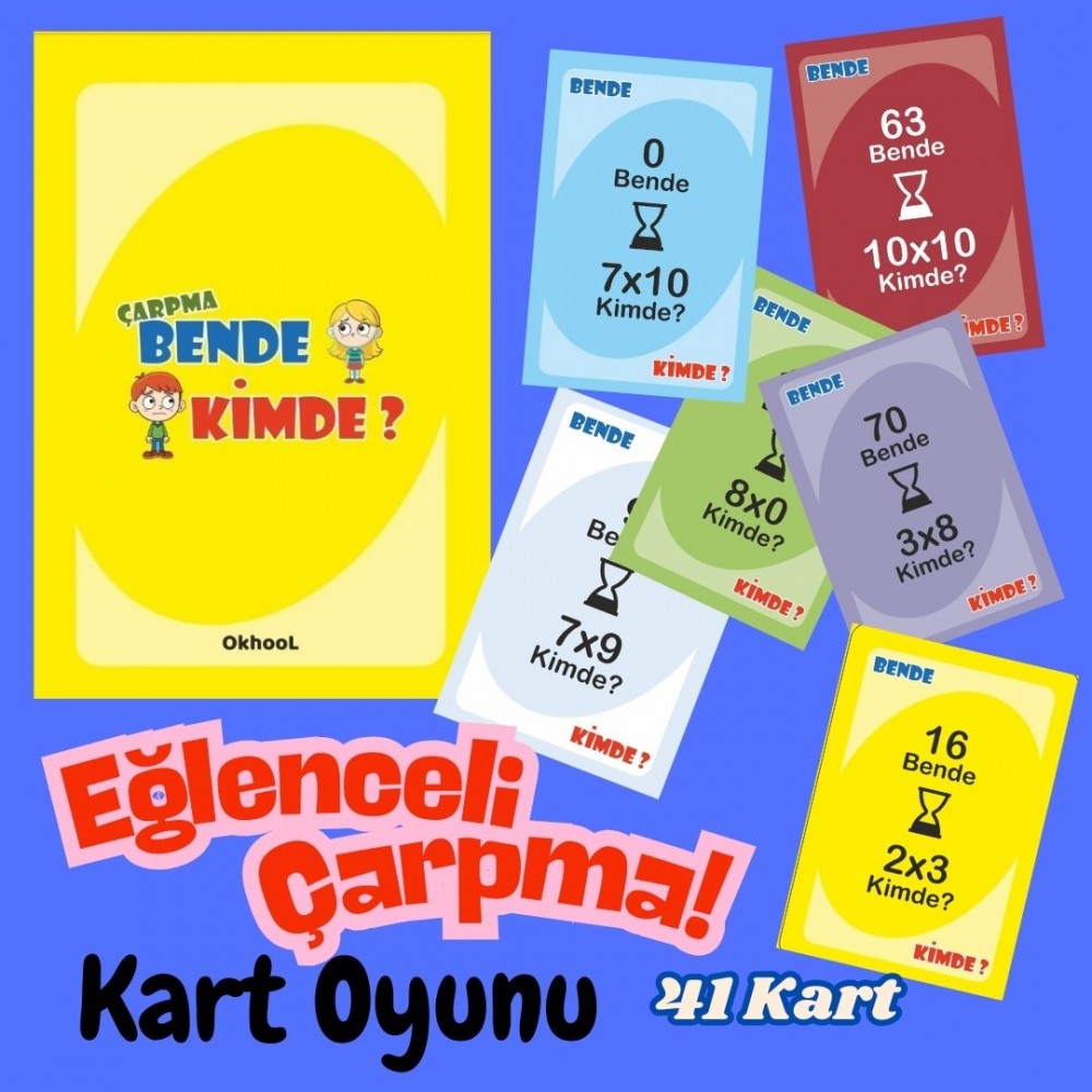 Bende Kimde Çarpım Tablosu Kart Oyunu.